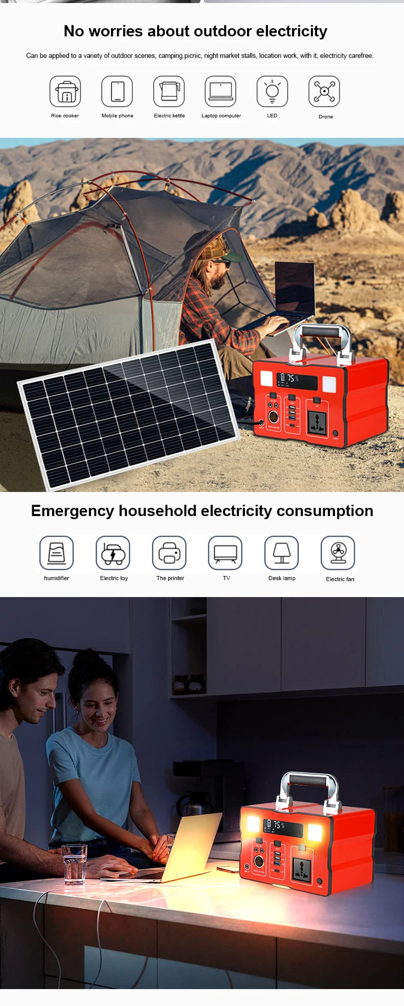 Large Capacity Solar Portable Power Station - 500W/1000W
