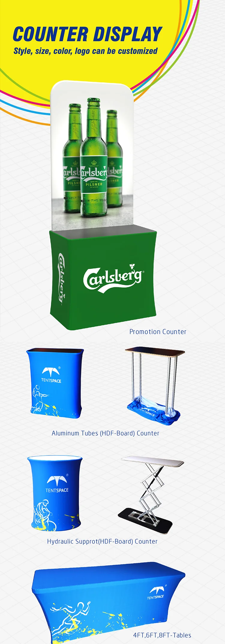 Customized Exhibition Counter Display - Foldable Aluminium Frame