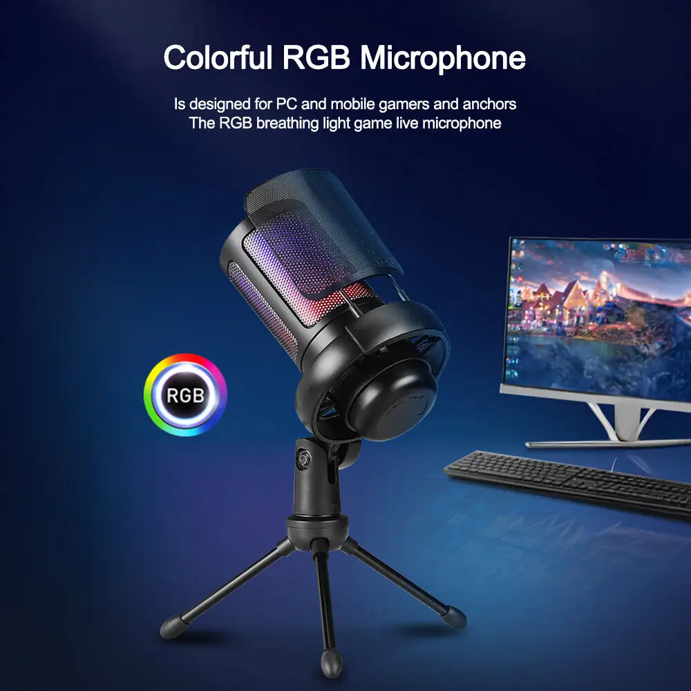 2024 New Arrival Me6s Cardioid Rgb Gaming Microphone With Tripod And ...