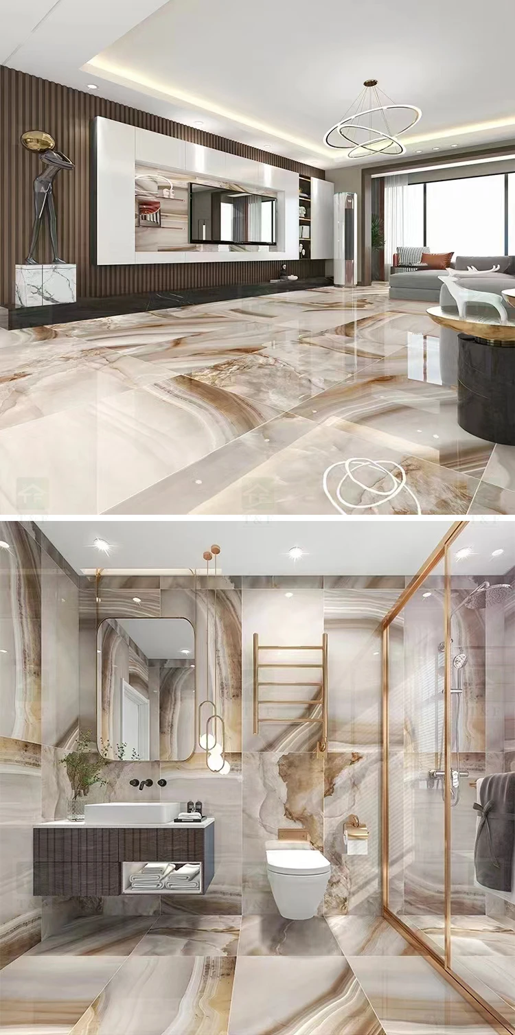 60x120 Full Body Blue Glossy Interior Apartment Tiles