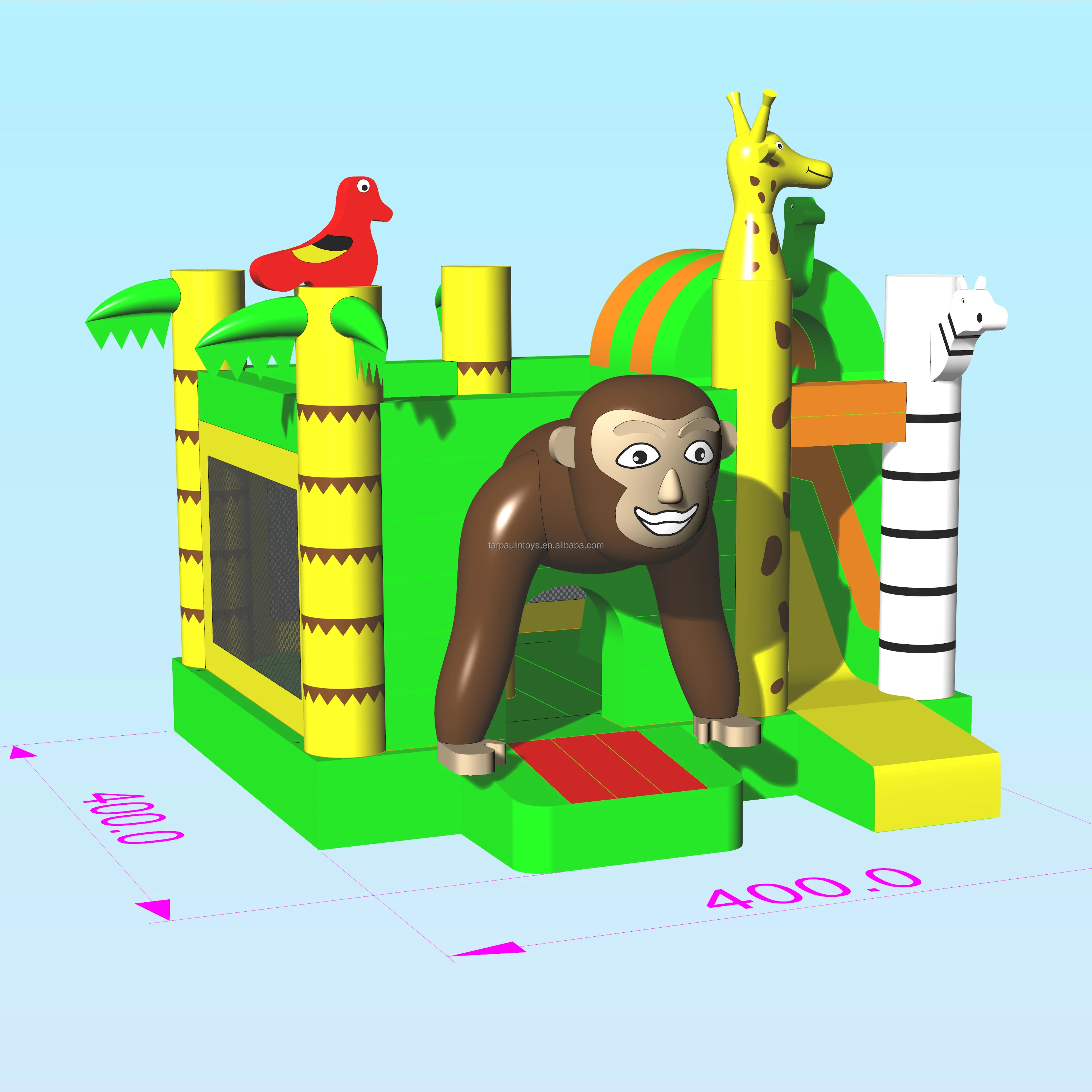Gorilla Monkey Jungle Bounce House Combo Castle Inflatable Bouncers With Slide - Buy Inflatables ...