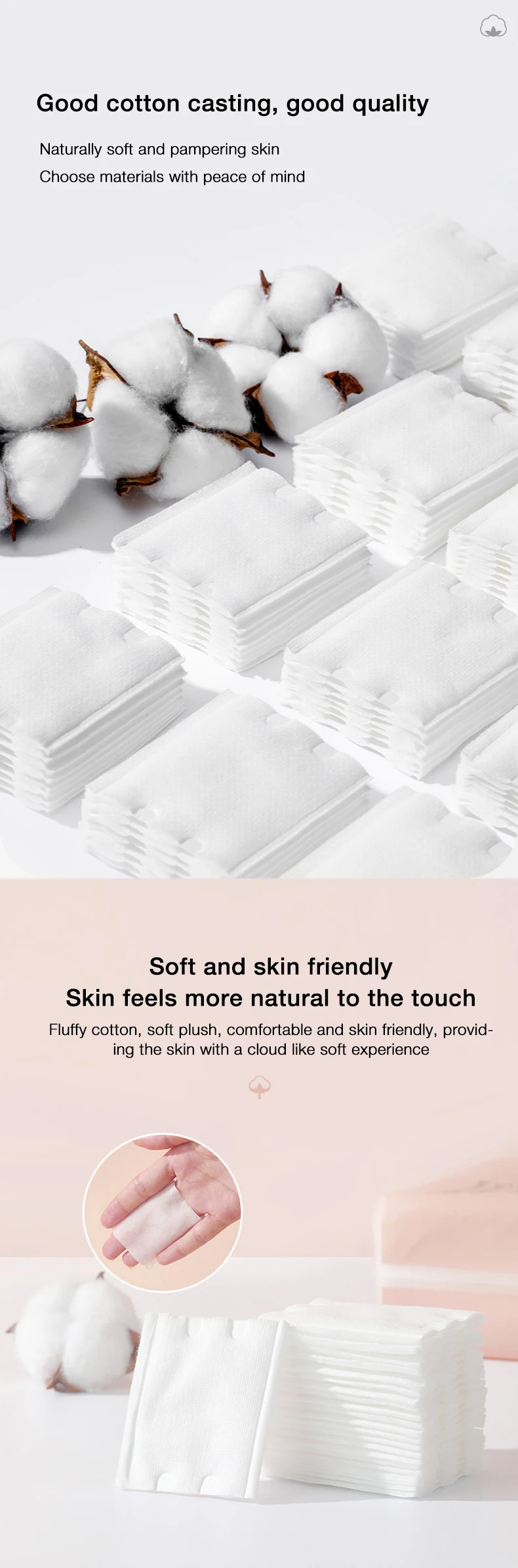 Disposable Facial Organic Cotton Pad Of Cosmetic Makeup Remover Pads ...