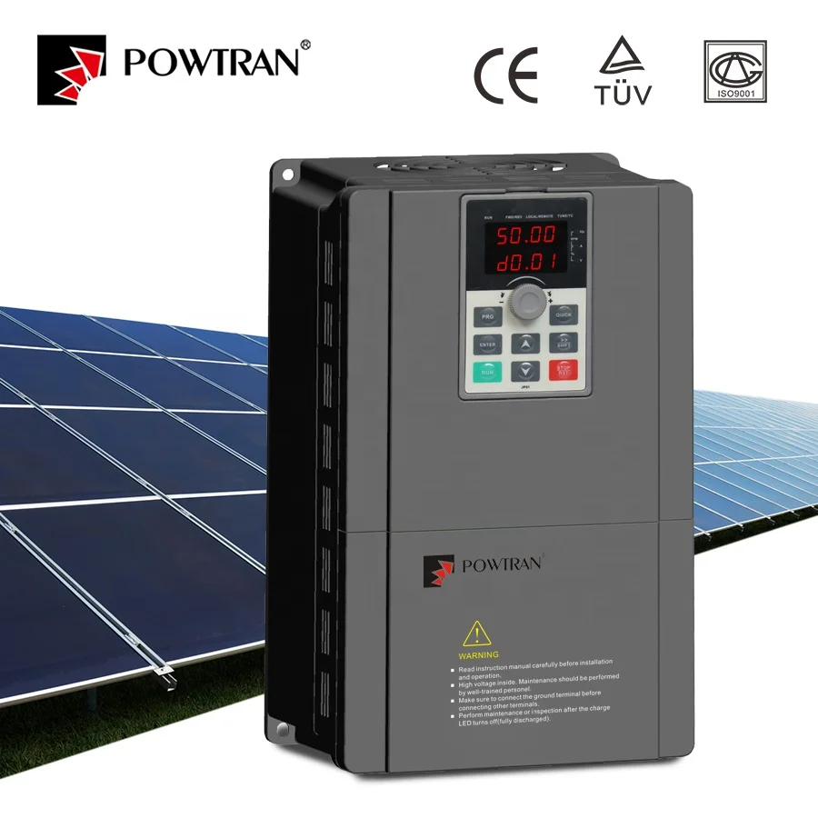 POWTRAN 150HP 200HP Solar Pumping Inverter 110kW 90kW 75kW 50Hz 60Hz MPPT Solar VFD Pump Drive ...