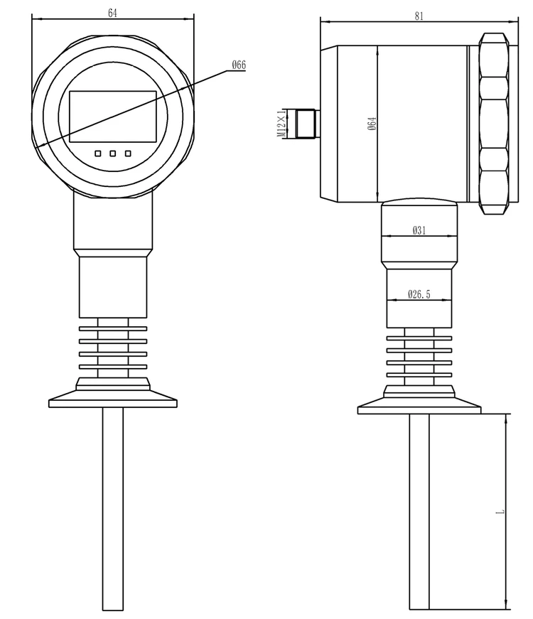 Small High Temperature Sensor Liquid Hygienic Temperature Transducer ...