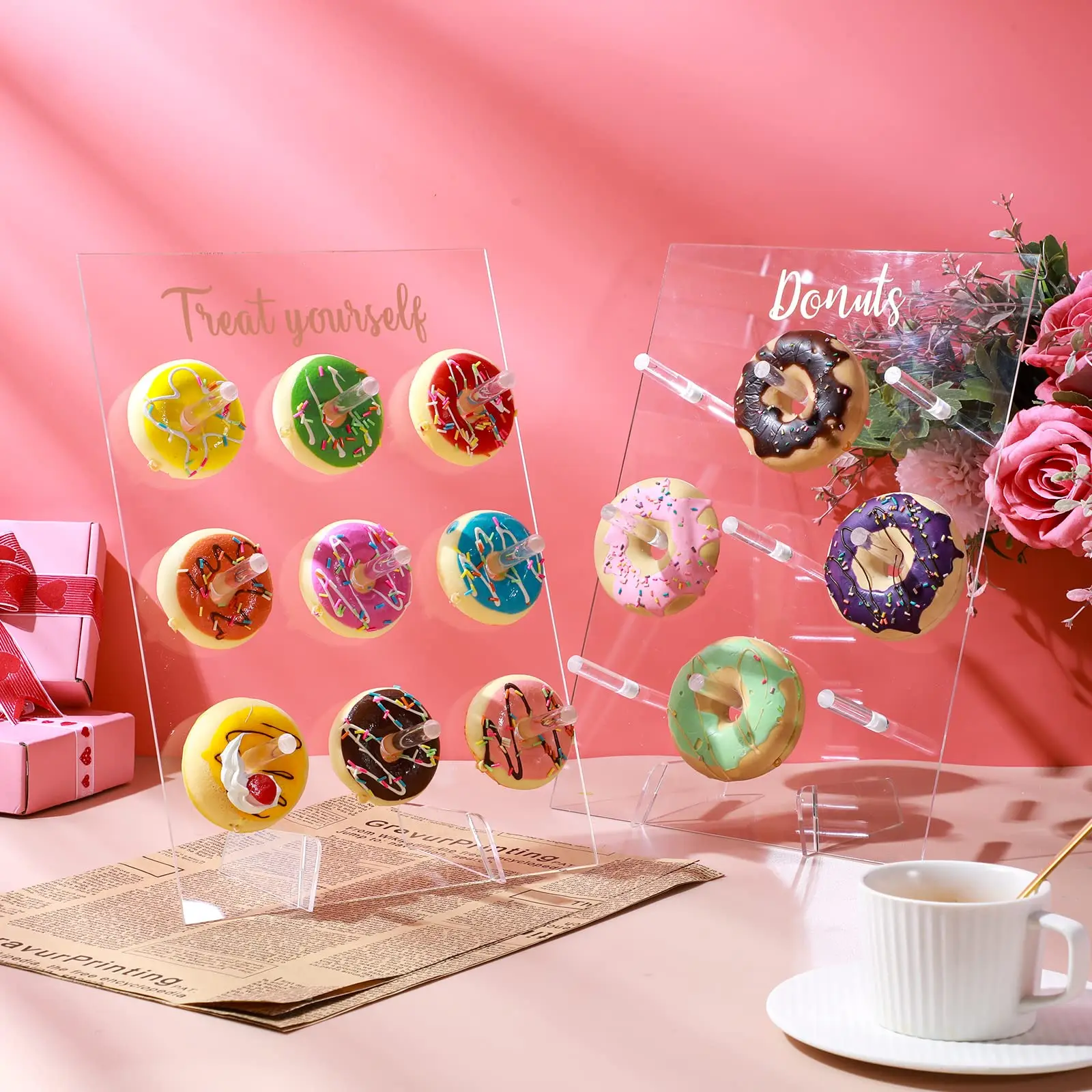 Dessert Table Clear Acrylic Donut Wall Holder Stand Acrylic Donut ...