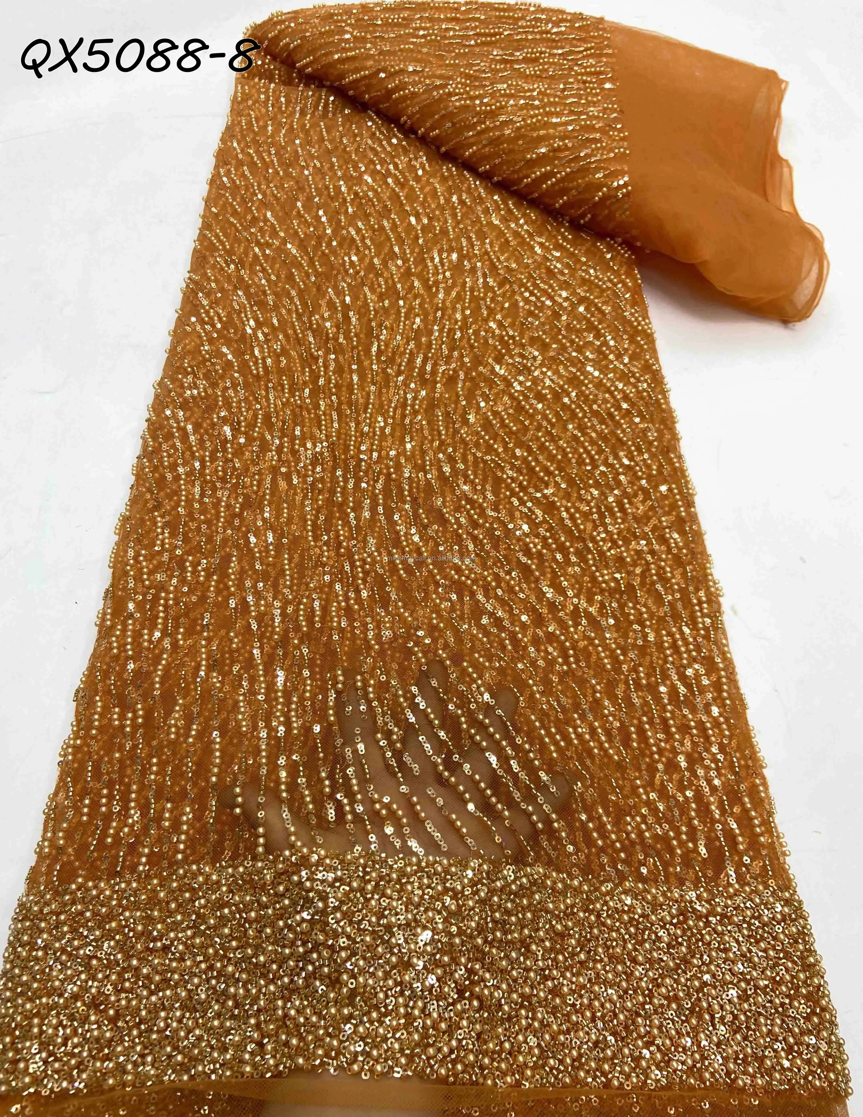 Nigerian Heavy Blown Lace Beaded Fabric Embroidery Tassels Beaded ...