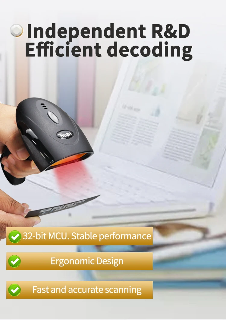 Handheld Barcode Scanner Barcod Scan BT USB 2.4GHz Wireless Barcode ...