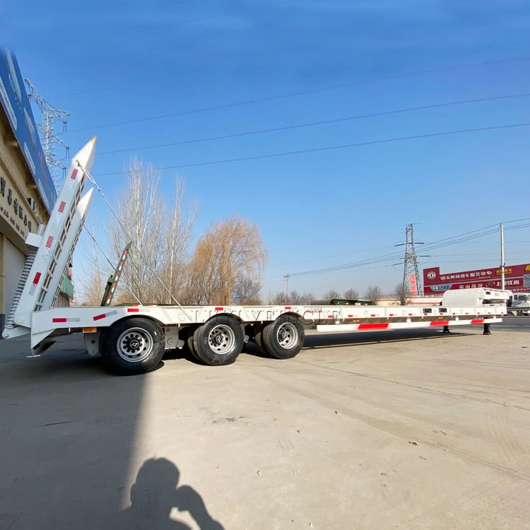 挖掘机集装箱运输3轴12米低装载机lowboy拖车60 80 100吨低床卡车半挂车价格 - Buy 价格低床拖车,低装载机拖车床半,12米低 ...