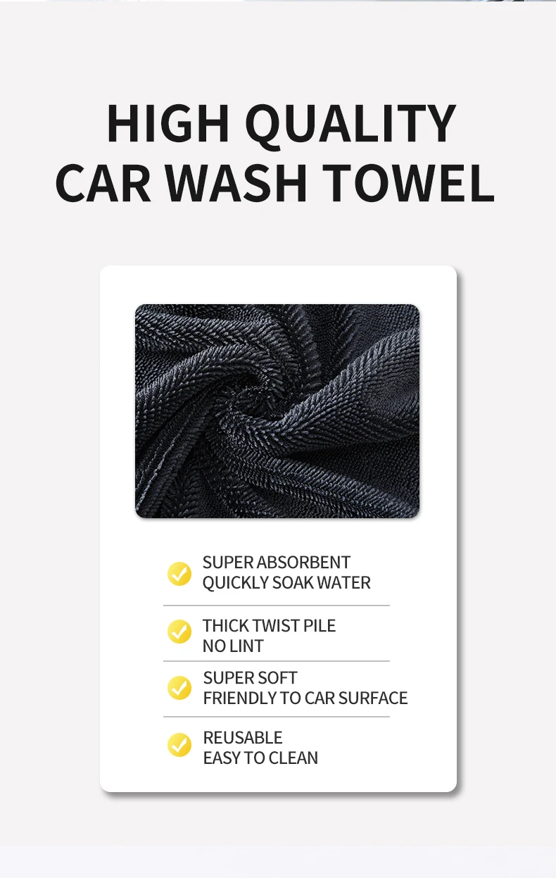 Customized Car Detailing Car Wash Twisted Microfiber Drying Towel - Buy ...