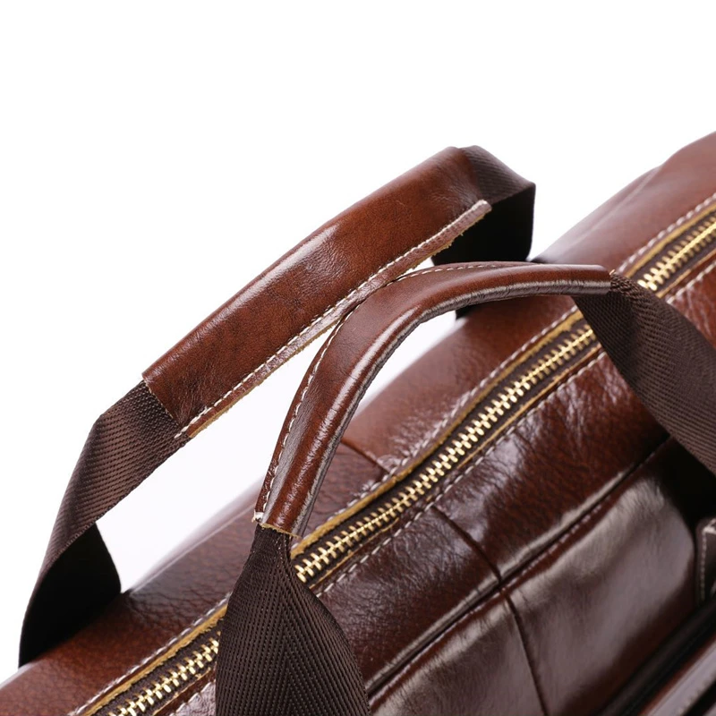 2020 Bullcaptain Glossy Genuine Leather Briefcase Top Layer Cowhide ...