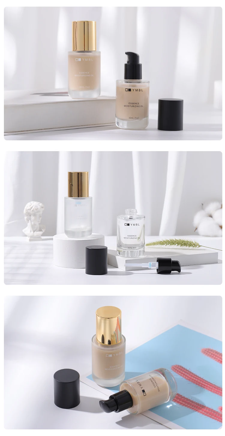 30ml Luxury Clear Round Cosmetict Glass Liquid Foundation Serum Spray ...