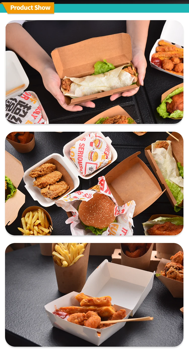 Whit Window Fast Food Box Packaging Takeout Kraft Paper Kraft Paper ...