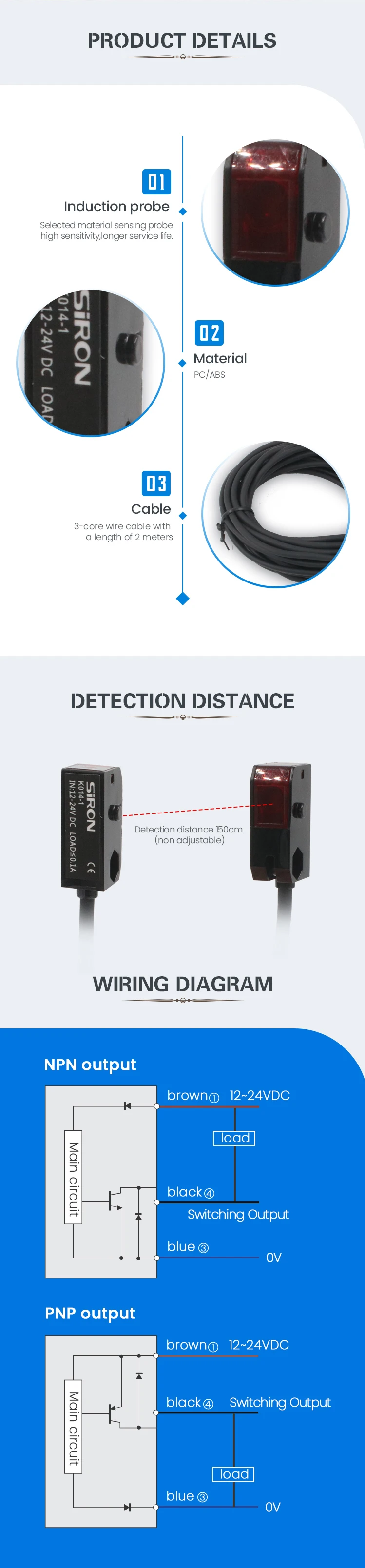 Siron K014-1 Opposite Reflection Detection Distance Optional Ip65 ...