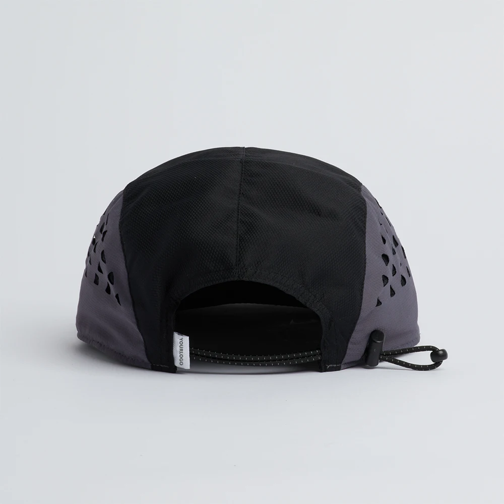 Custom 5 Panel Running Hat Waterproof Polyester Laser Cut Perforated ...
