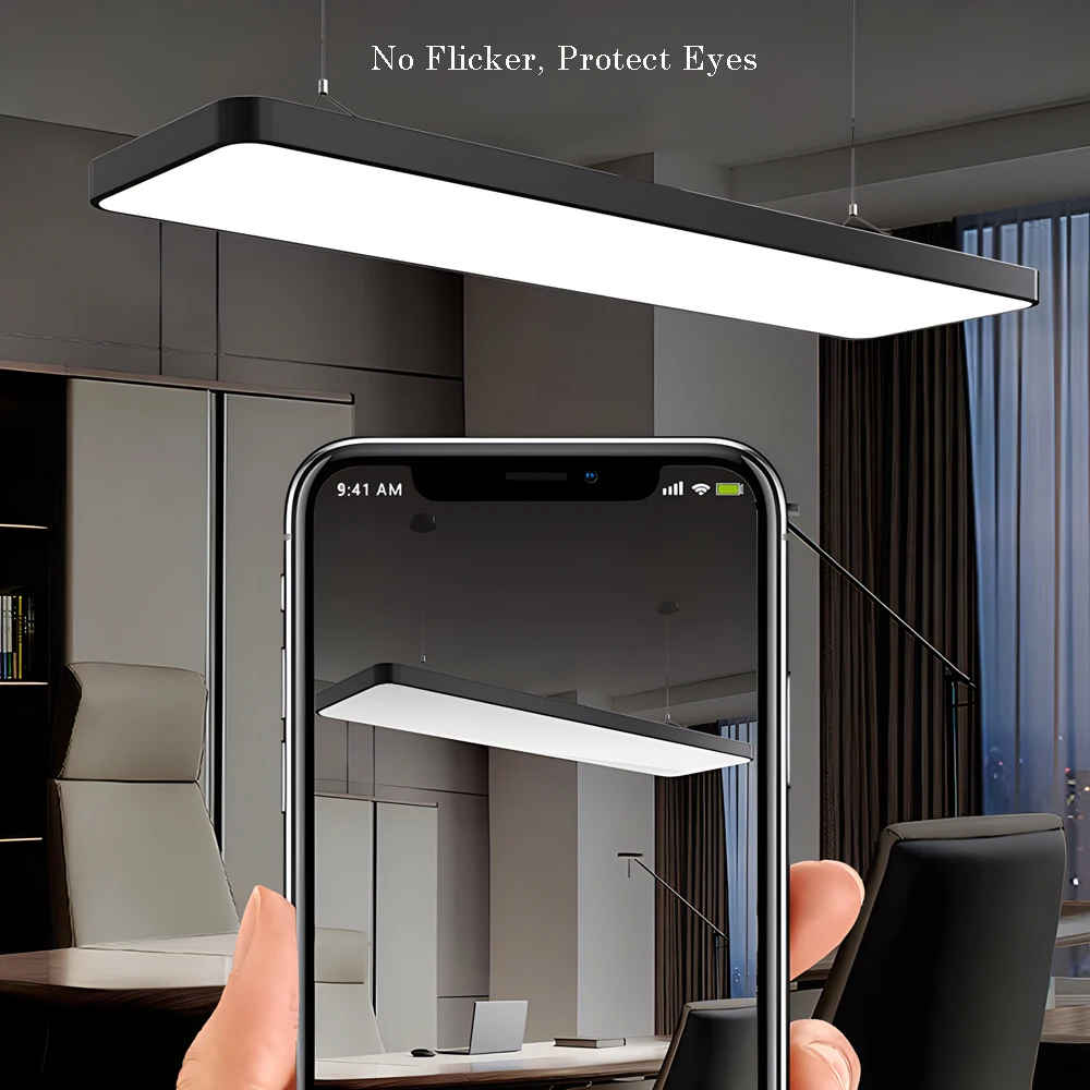 6000K Led Hanging Tube Modern Liner Lamp Pendant Surface Mounted Office ...