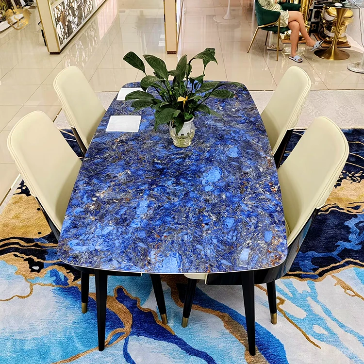 Modern Hotel Dining Room Table Set 6 Seater Luxury Home Furniture Gold ...