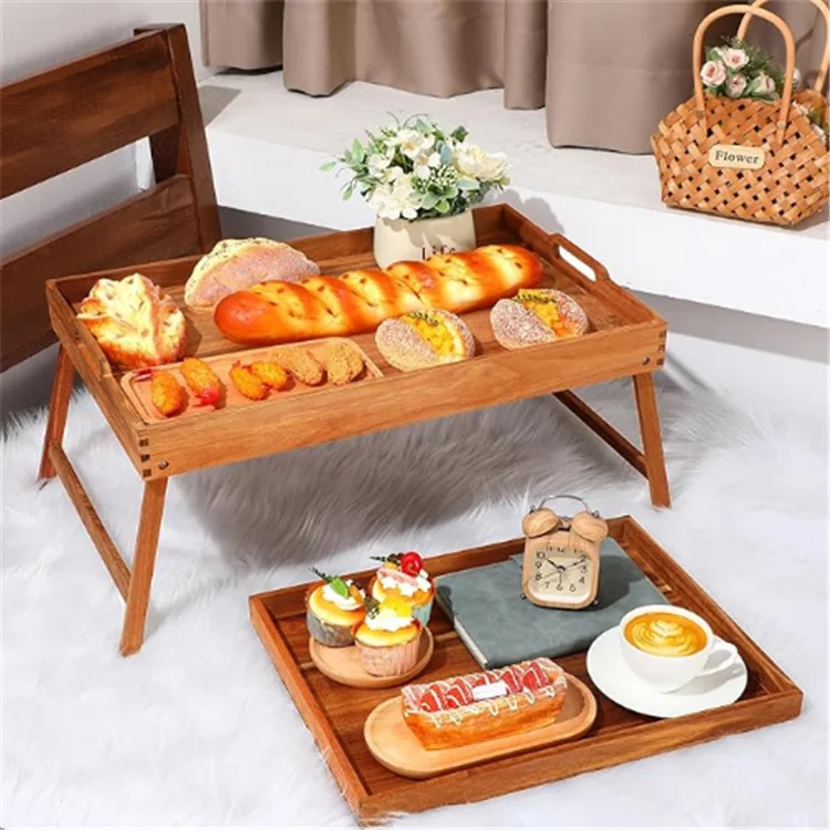 Acacia Bed Table Tray With Folding Legs And Handles Laptop Wooden ...