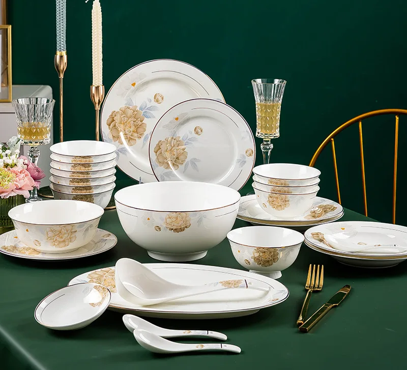 Quality Luxury China Colorful Dinnerware Sets Ceramic Tableware White ...