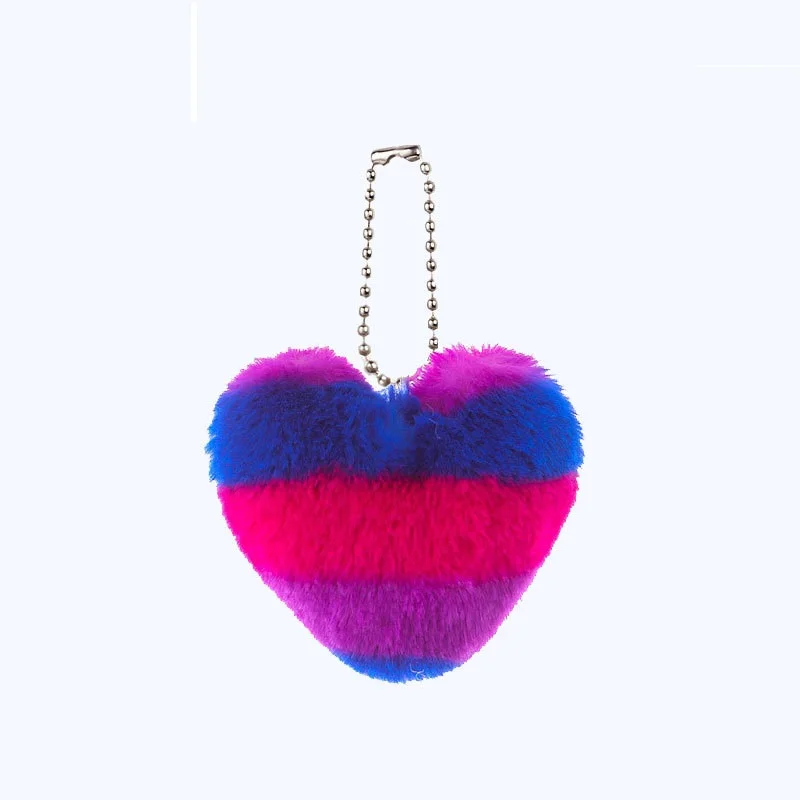New Product Ideas 2024 Heart Shaped Furry Fur Pom Pom Ball Key Chain ...