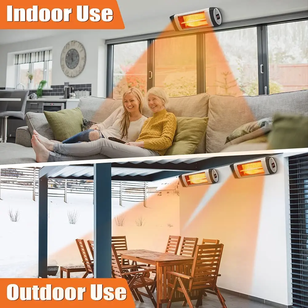 Konwin Electric Patio Heater Wall-mounted Outdoor Infrared Heat Remote ...