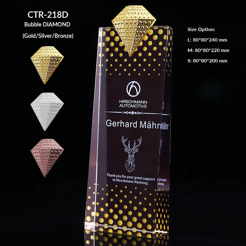 Custom Inclined K9 Crystal Trophy Awards - Engraving Glass