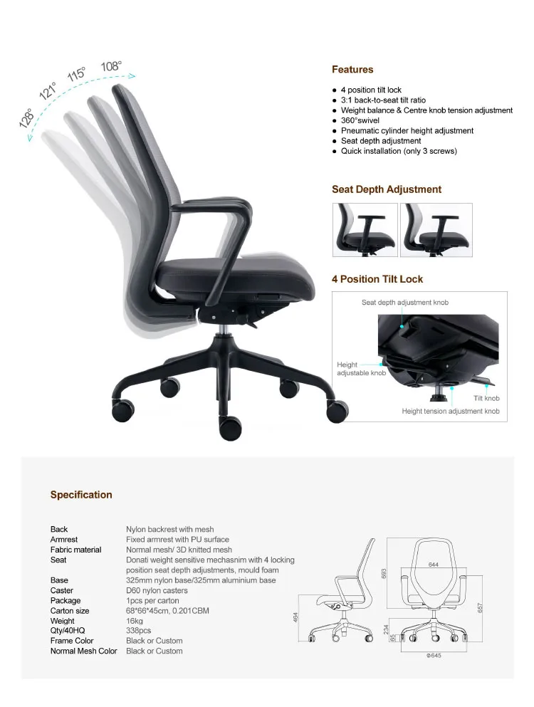 Modern Executive Office Chair Ergonomic Swivel Chair With Adjustable ...