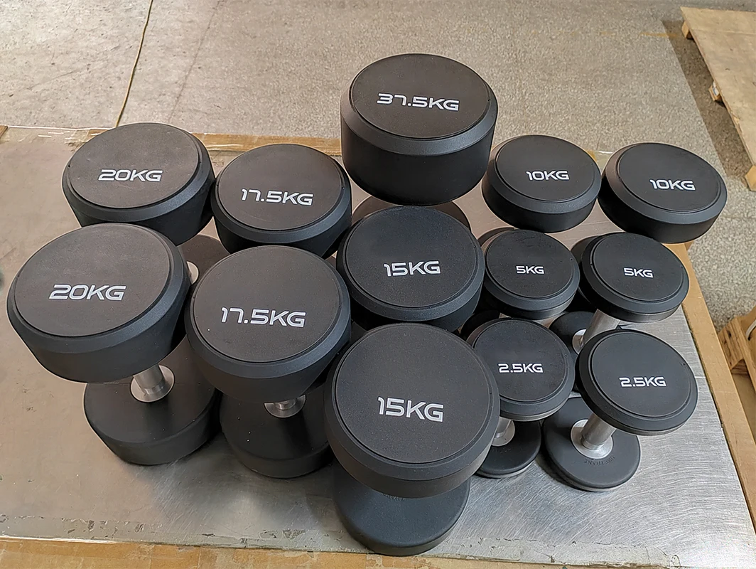 Custom Logo Commercial Dumbbell Set Round Coated Rubber Dumbbells in ...