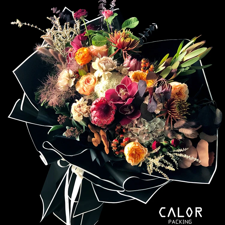 Calor Black And White Flower Packing Paper Waterproof Plastic Paper ...
