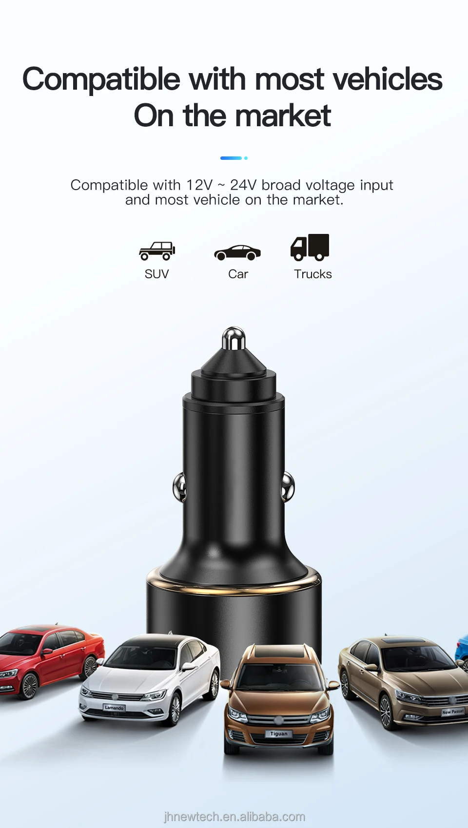 Logo Customize Pd65w Qc18w Usb Car Charger 65w Fast Charging Led ...