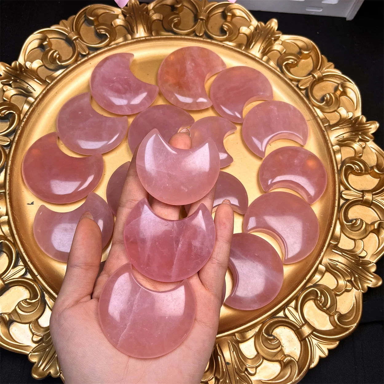 Hot Selling Natural High Quality Feng Shui Rose Quartz Moon Crystal ...