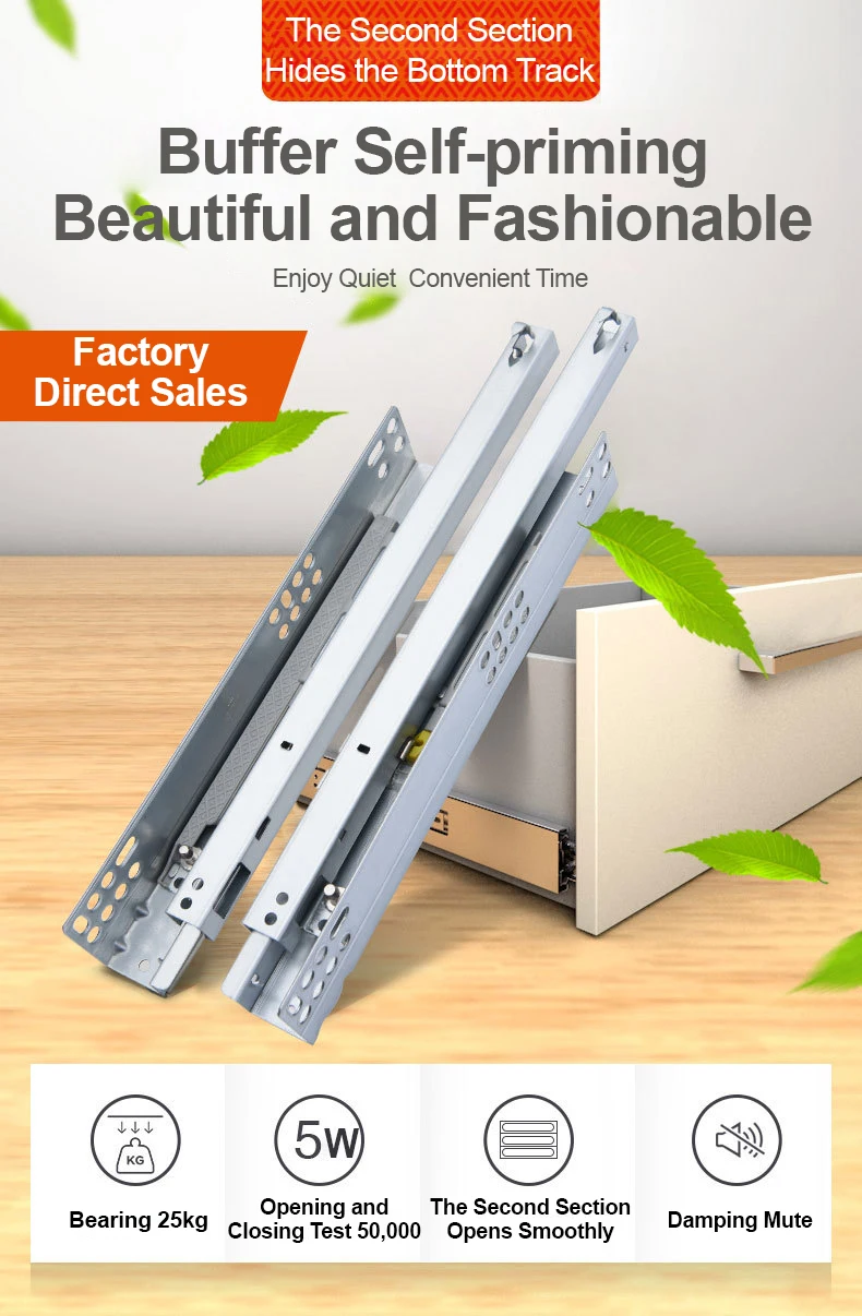 16 Heavy Duty Drawer Slides - Telescopic Bottom Mounting