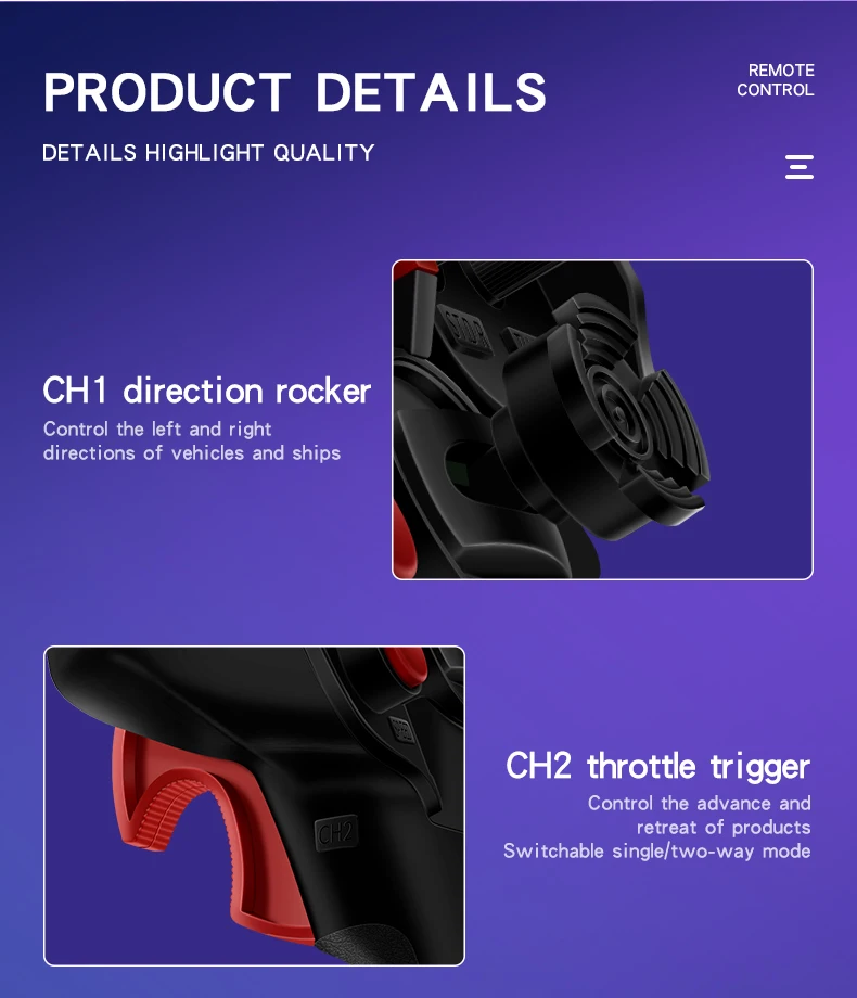 Hotrc Ds-4a Single-handed 4ch Radio Transmitter With Receiver For Rc ...