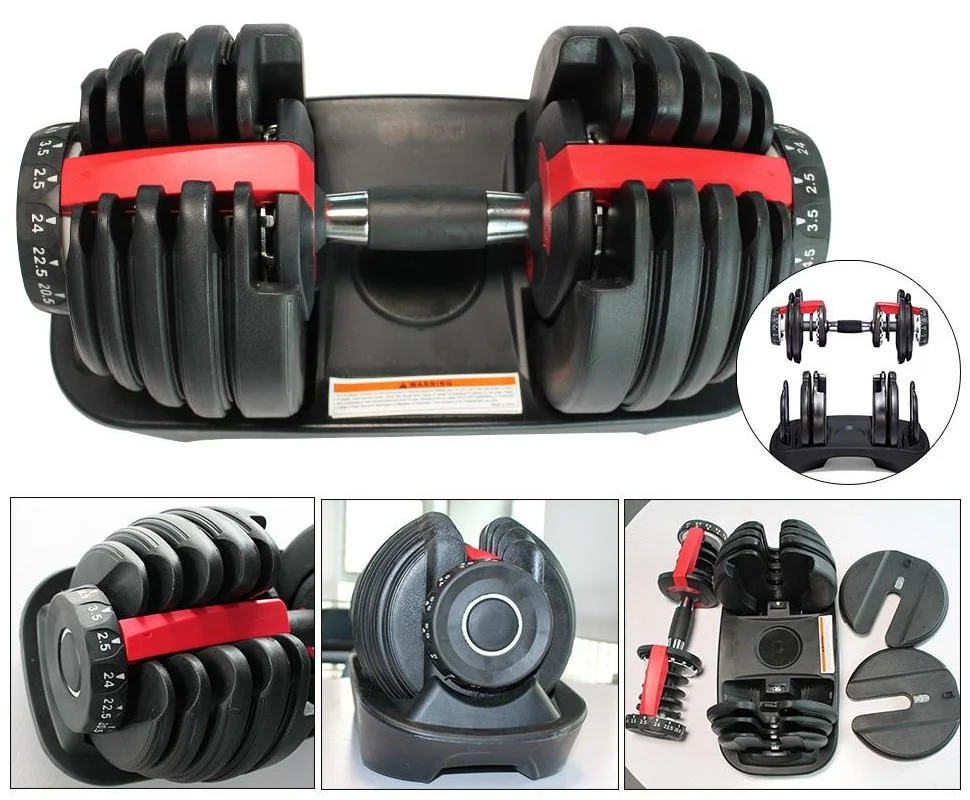 Cast Iron 24kg Adjustable Strength Dumbbells Weight Lifting Home Gym ...