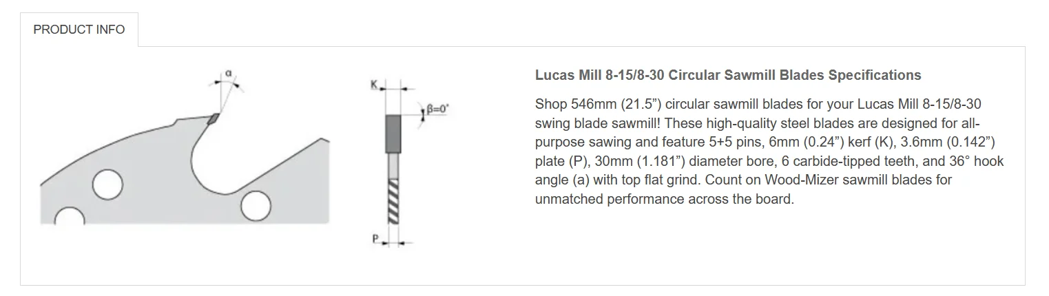 550x5.7/3.2x30x5t Lucas Circular Sawmill Saw Blade for Wood