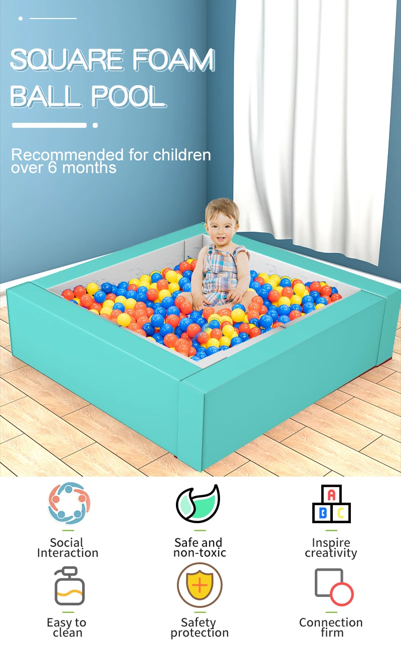 Custom Indoor Square Foam Ball Pit With Slide Soft Play Equipment For ...