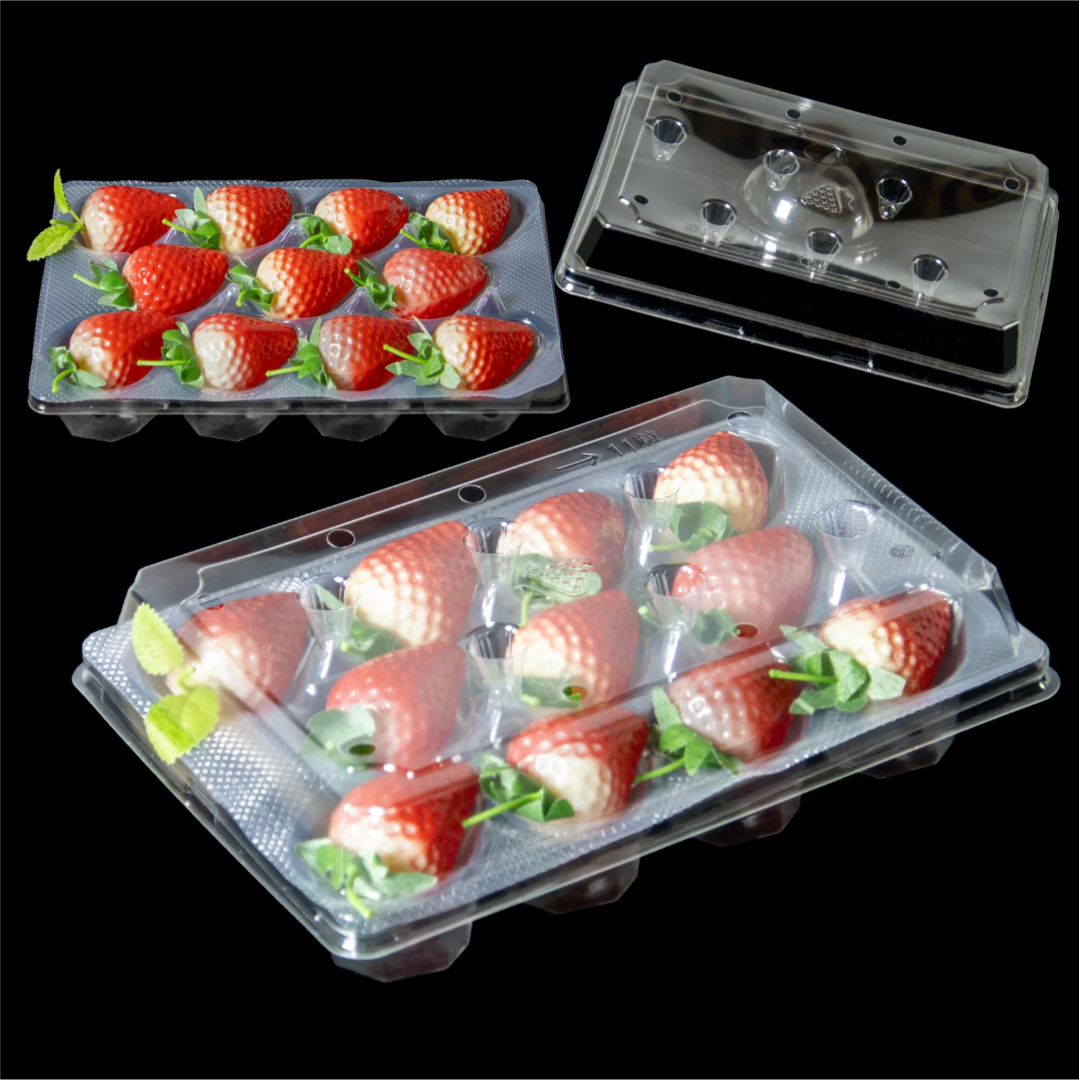 Alibaba.com: RPET Strawberry Box with 11 compartments, PE lining, clear ...