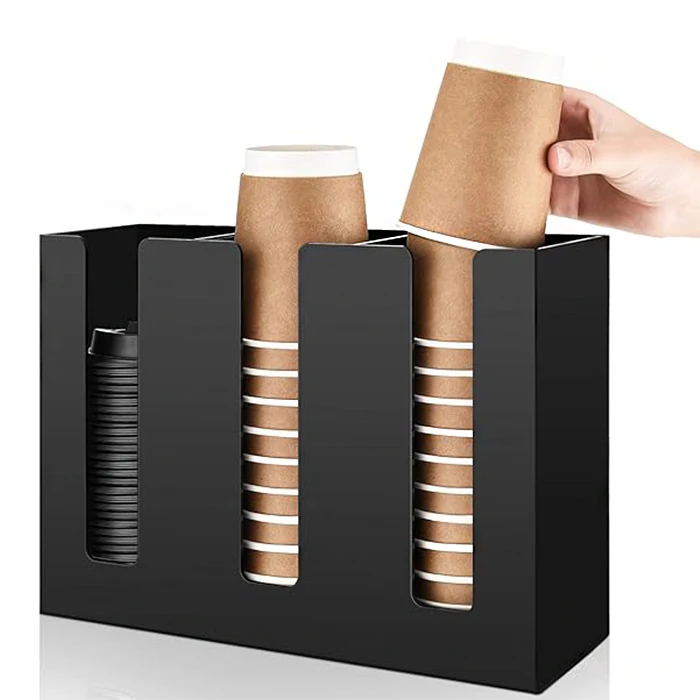 Wall Mounted 3 Compartments Clear Acrylic Coffee Cup Display Holder ...