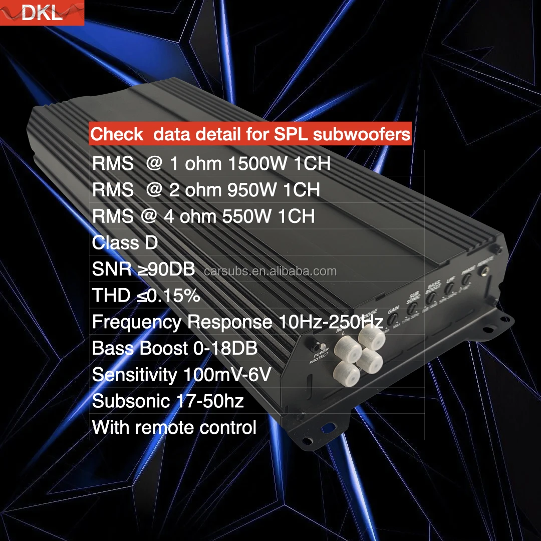 Car Stereo Amplifier RMS 1800W 1D Strong Bass Subwoofer AMP Peak 3600W ...