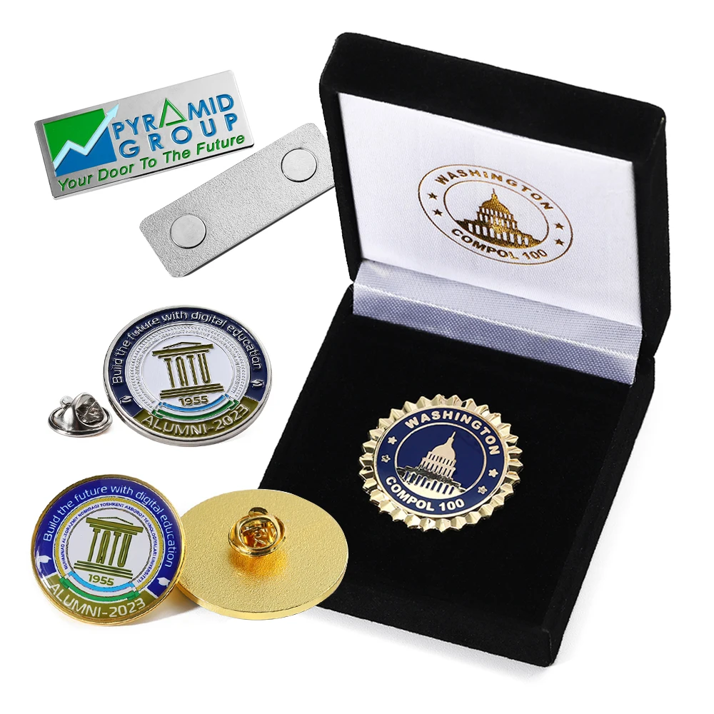 Custom Metal Souvenirs Enamel Pin Magnetic Name Badge Brooch ...