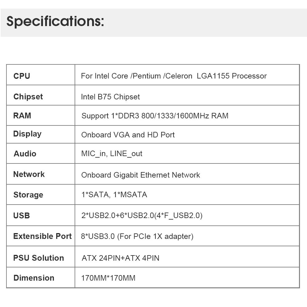 8 GPU Motherboard ATX-B75E USB3.0 to PCI-E 16X Gaming Mainboard