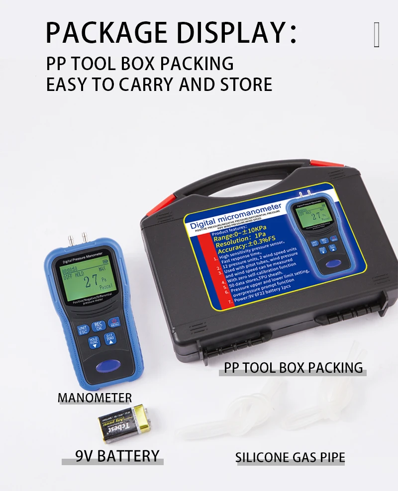200kpa to Pa - Precision Digital Differential Pressure Gauge