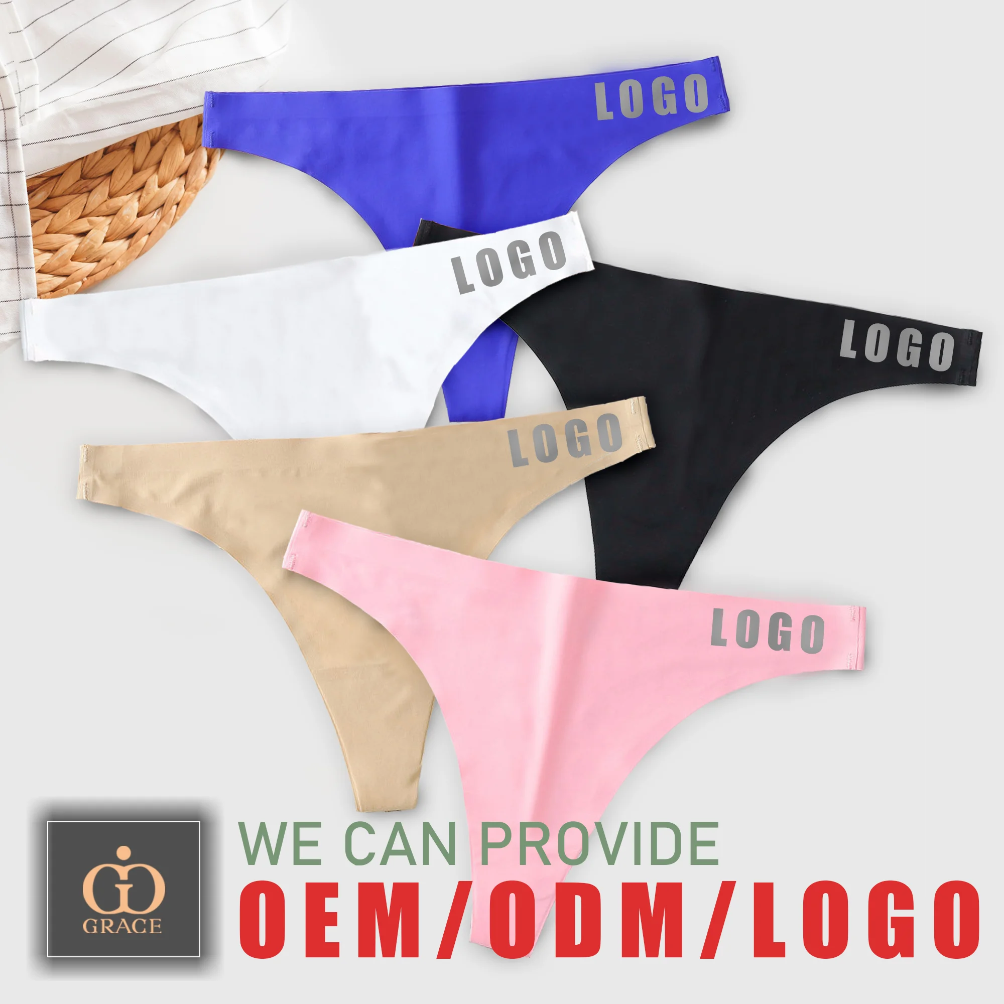 Shop Our OEM Customized Logo Designer Sexy Satin Silk Tangas
