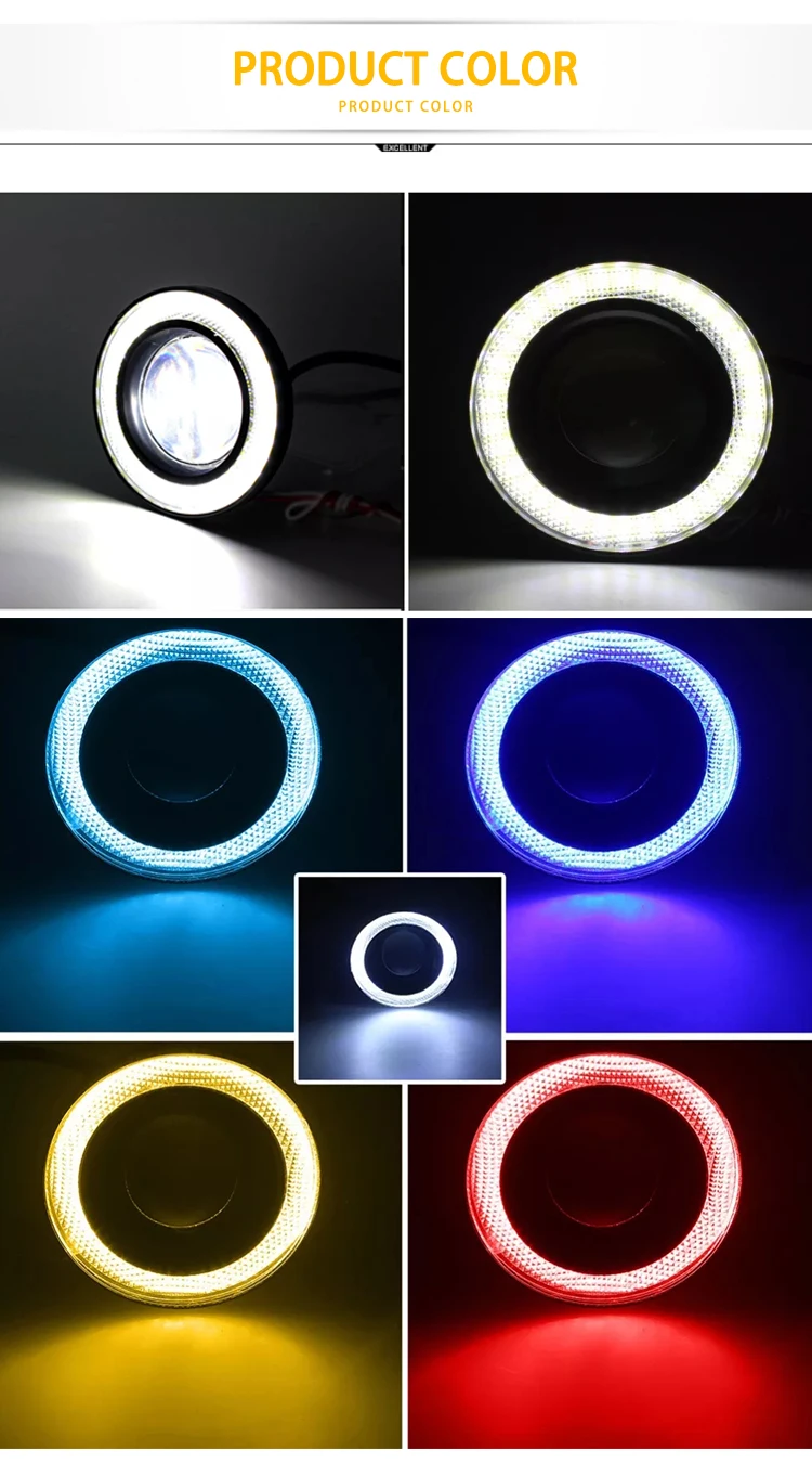 Halo Angel Eyes 64mm 76mm 89mm Daytime Running Light DRL 12V LED COB ...