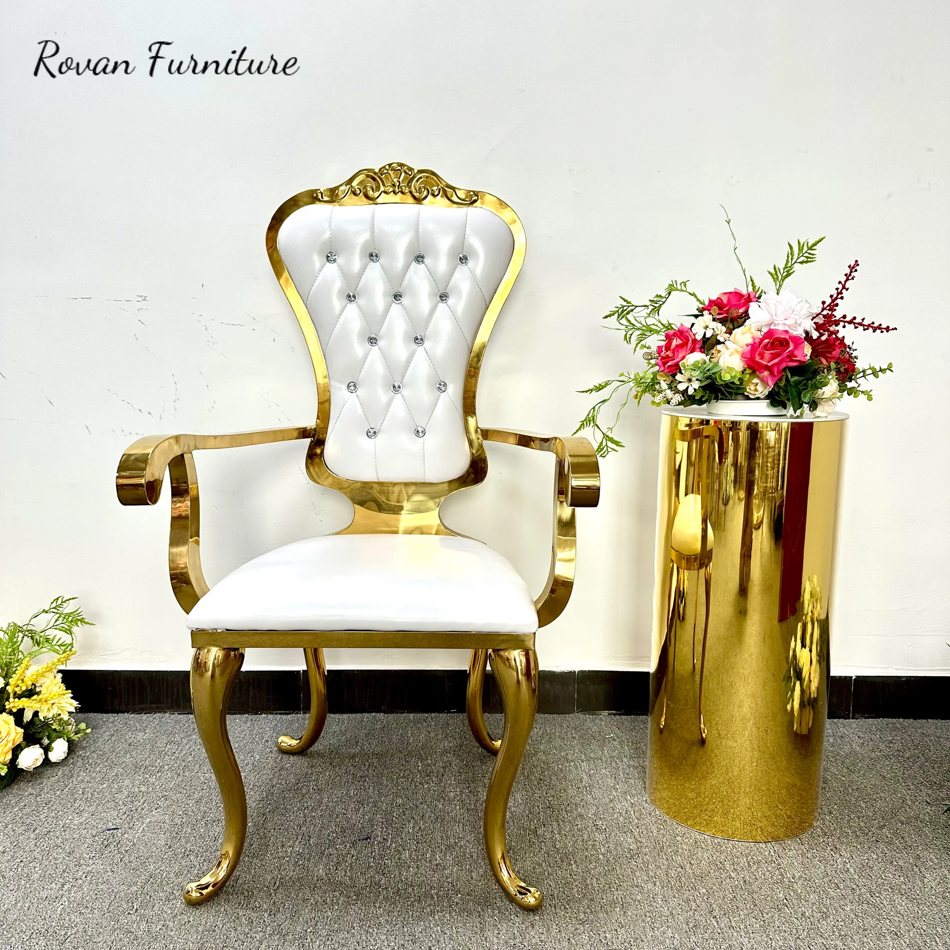 Luxury Golden Stainless Steel Chair Royal Bridal Chair For Wedding ...