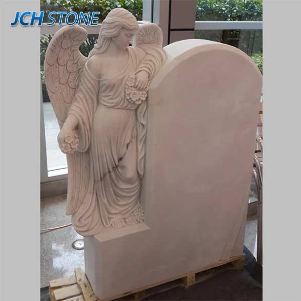 Black Granite Funerary Stone Monuments Carved Weeping Angel Wings ...