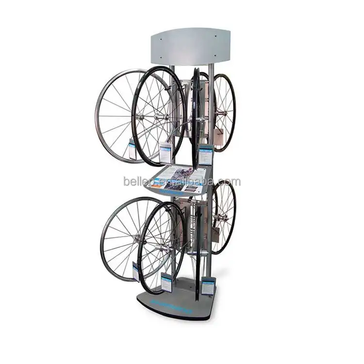 Bike Shop Floor Standing Metal Display Rack Double Sided Bicycle Wheel ...