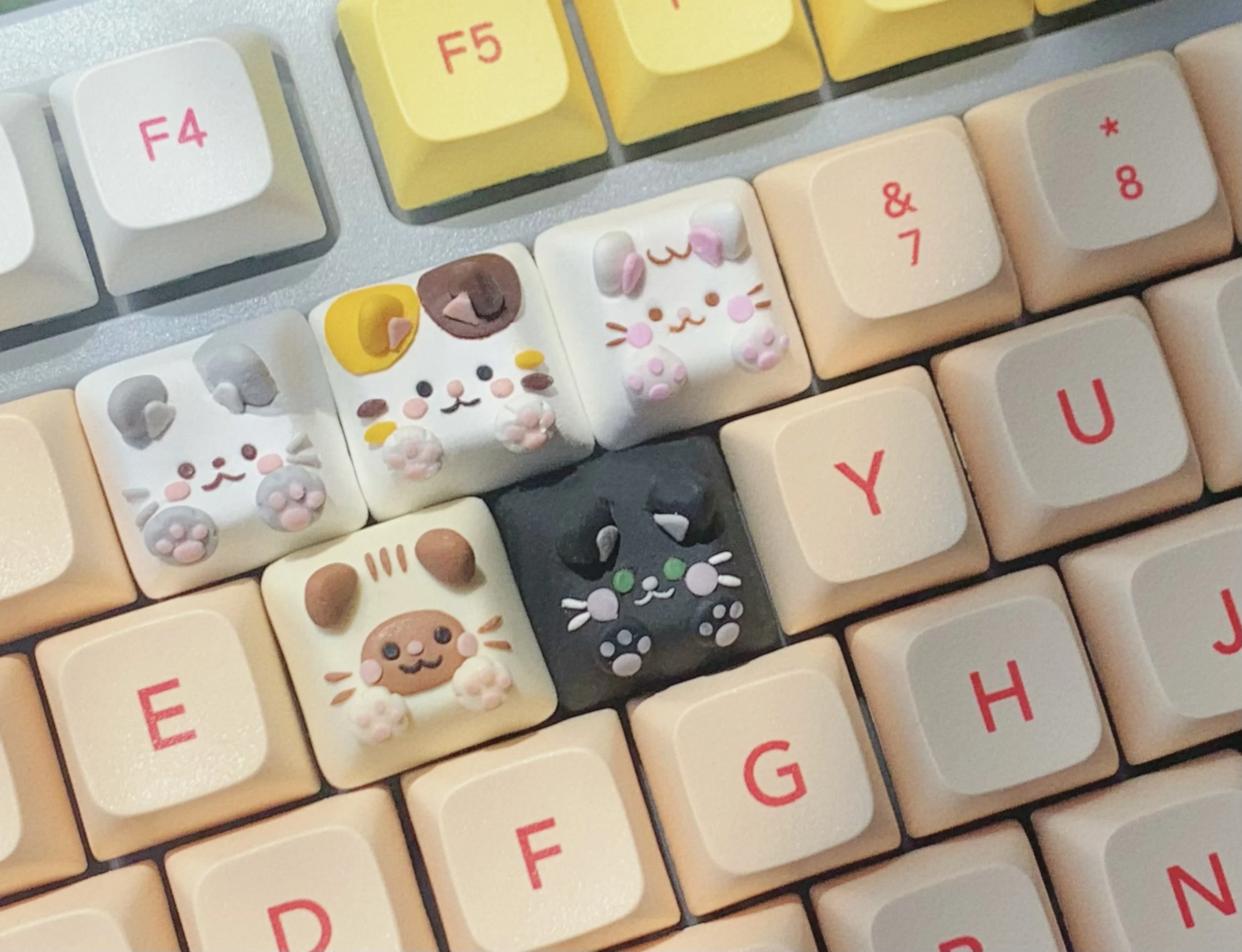 Kawaii Animal Cat Polymer Clay Keycaps for Mechanical Keyboards