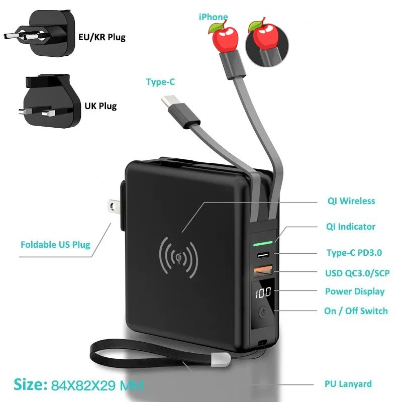 Magnetic Wireless Power Bank Battery Multifunctional Portable Wall ...