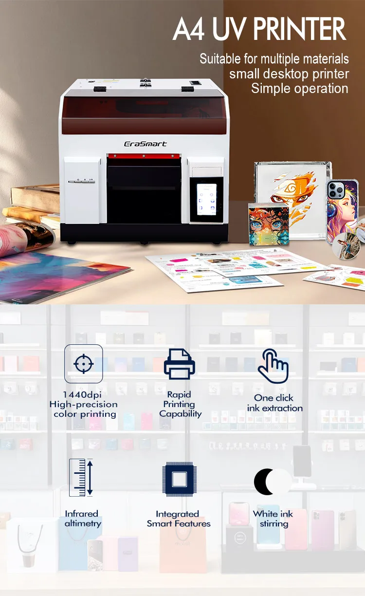 Erasmart Mini UV Printer - A4 UV Flatbed Printer for Phone Case Printing