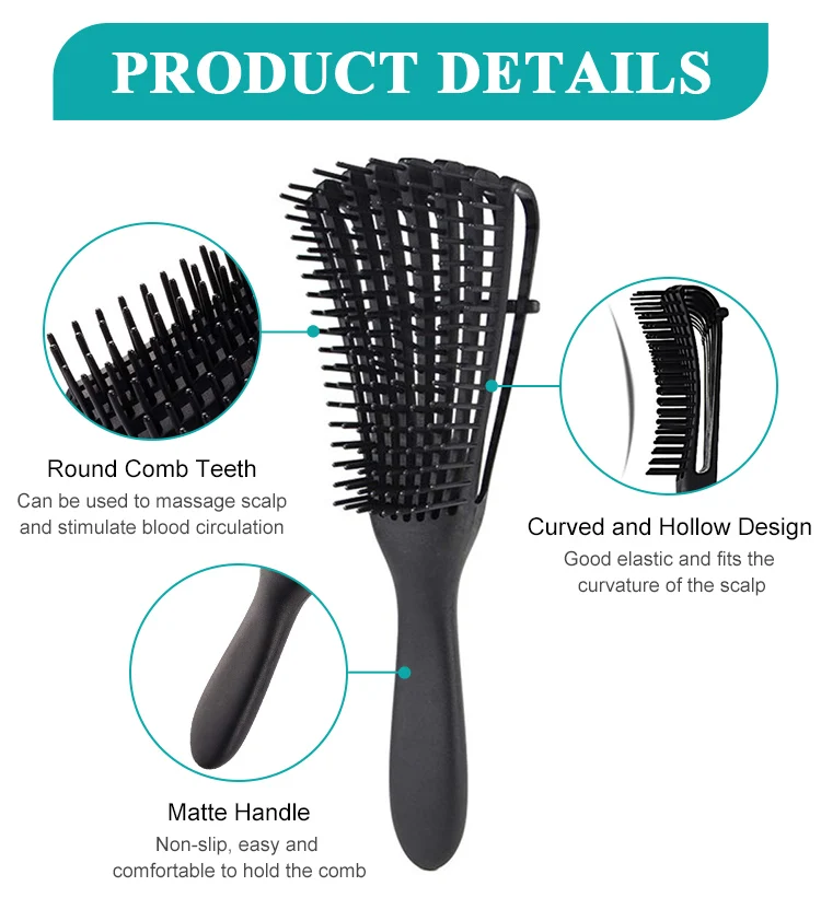 Plastic 8 Rows Width Adjustable Detangle Vent Hair Combs Scalp Massage ...